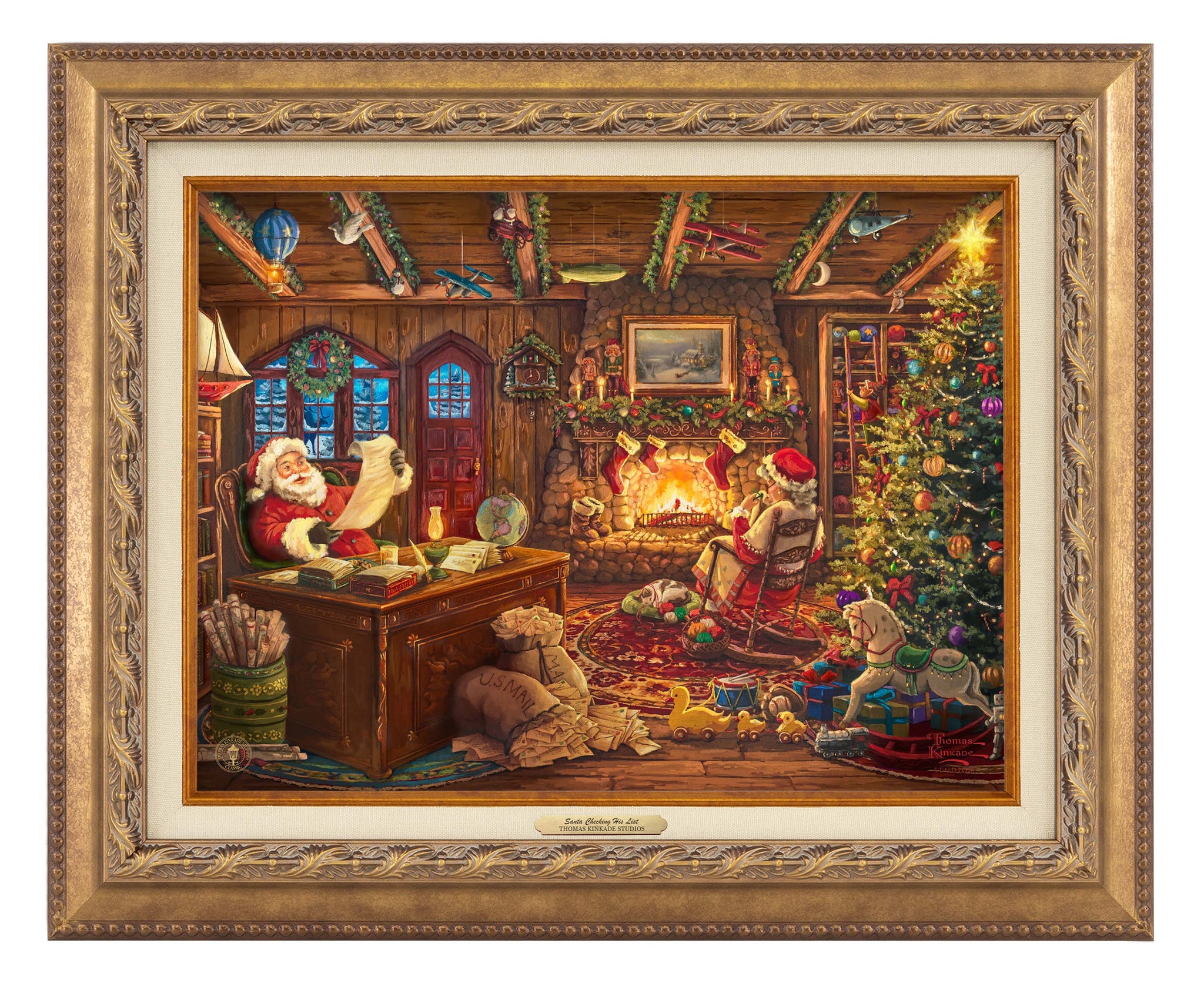 Santa Checking His List - Canvas Classics – Thomas Kinkade Studios