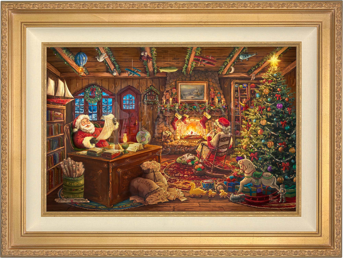 Santa Checking His List - Limited Edition Canvas – Thomas Kinkade Studios