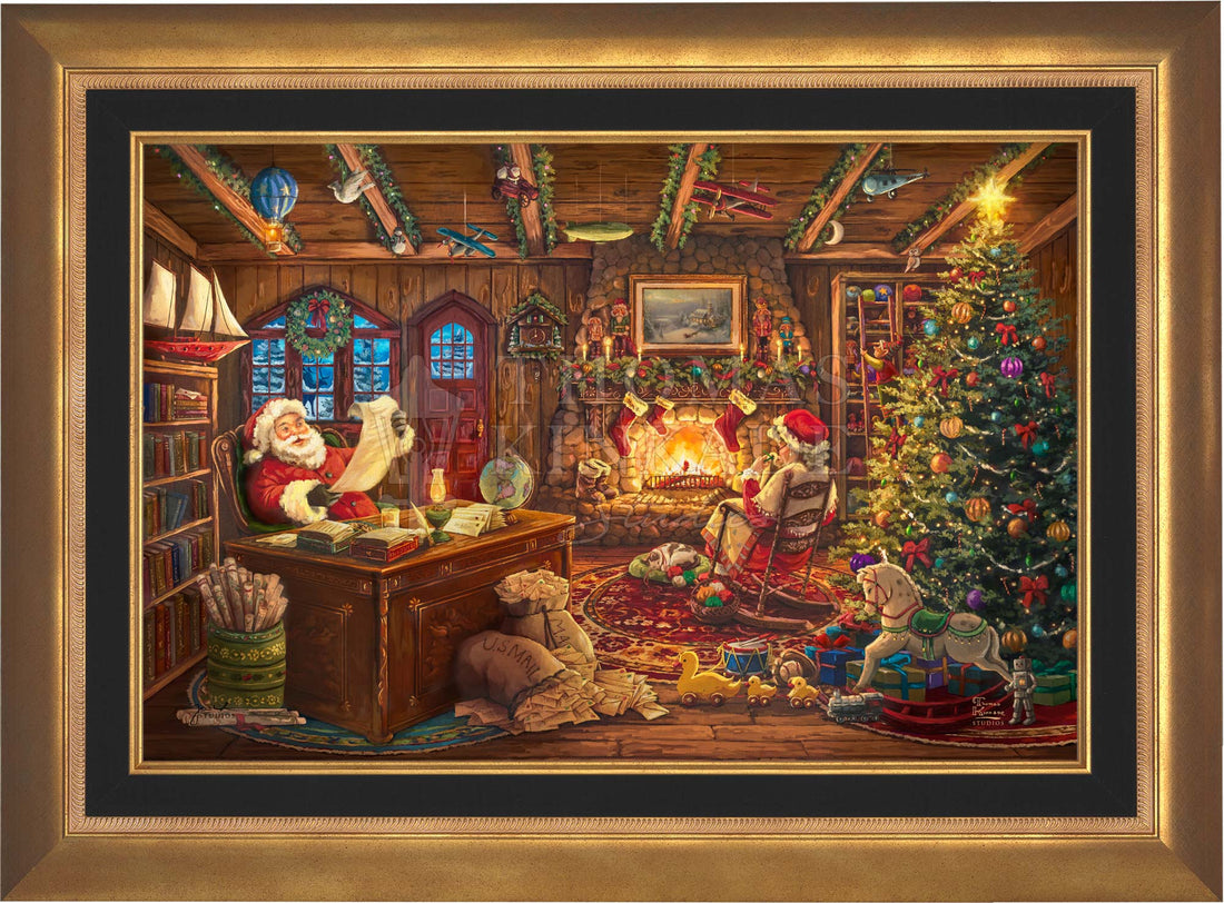 Santa Checking His List - Limited Edition Canvas – Thomas Kinkade Studios