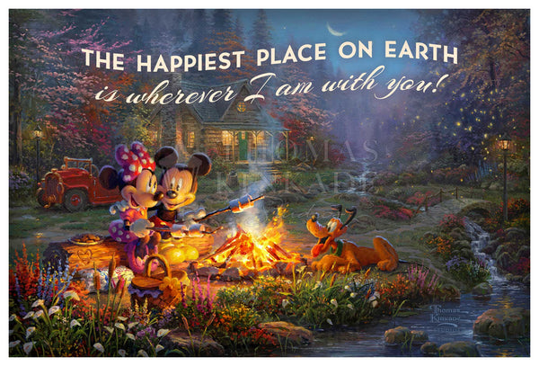 Disney Mickey and Minnie - Sweetheart Campfire - 12" x 18" Wood Sign ...