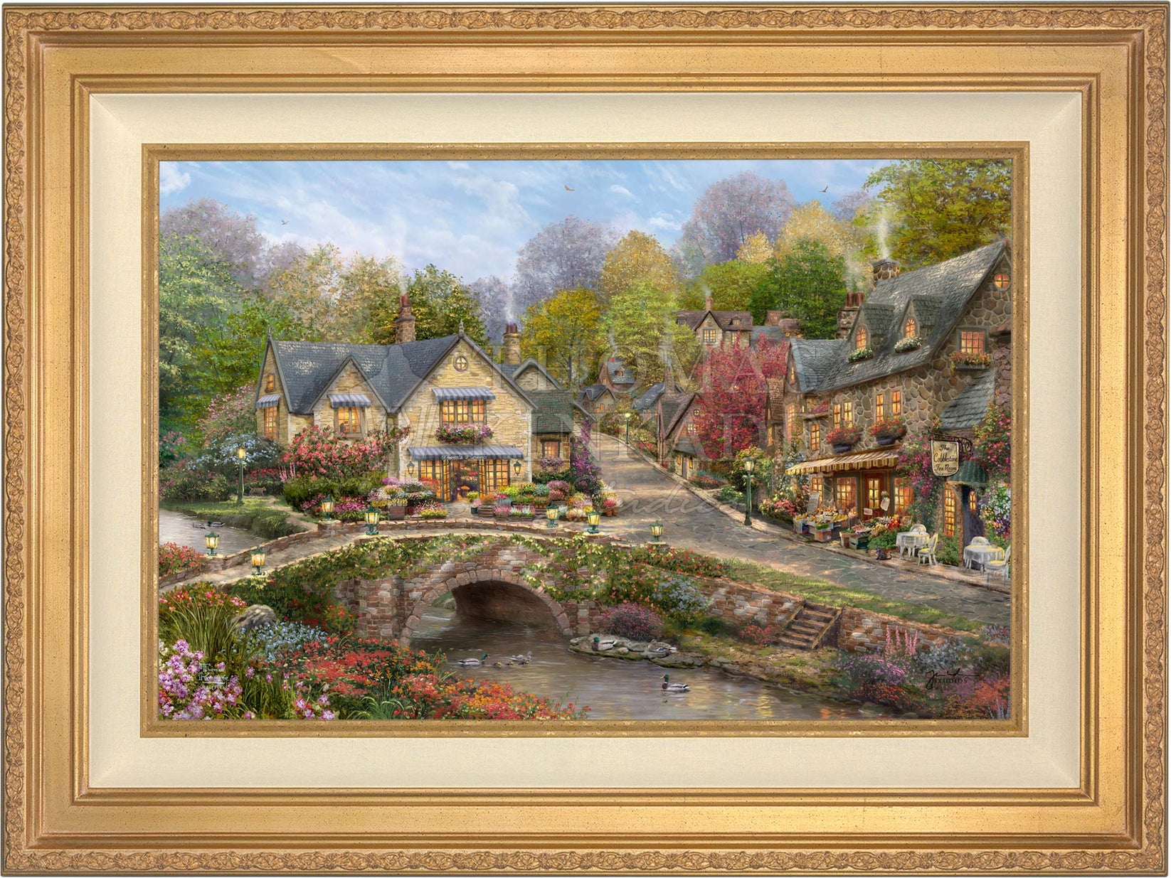 Summer in Cobblestone Village - Limited Edition Canvas – Thomas Kinkade ...