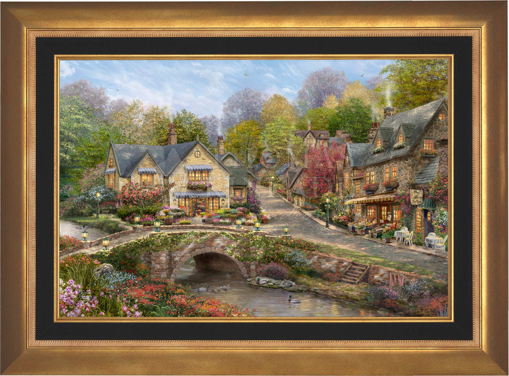 Summer in Cobblestone Village - Limited Edition Canvas – Thomas Kinkade ...