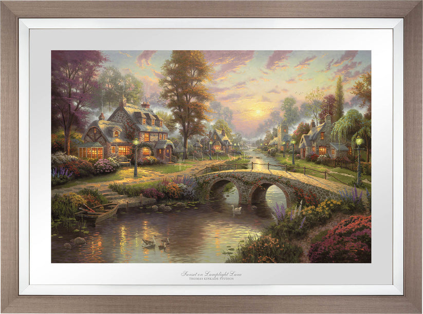 Sunset on Lamplight Lane - Limited Edition Paper – Thomas Kinkade Studios