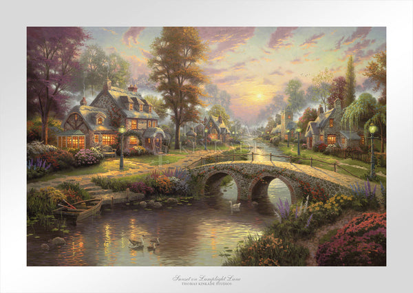 Sunset on Lamplight Lane - Limited Edition Paper – Thomas Kinkade Studios